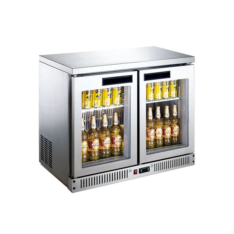 Glass Door Beer Fridge 2 Swing Door Back Bar Cooler 340W