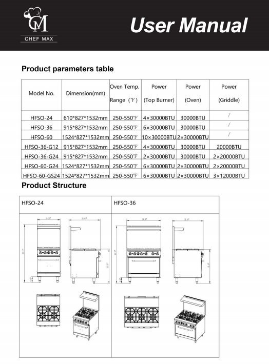 4 Burner Commercial Stove CM-CP-R24 Restaurant Style Stove with Oven ...
