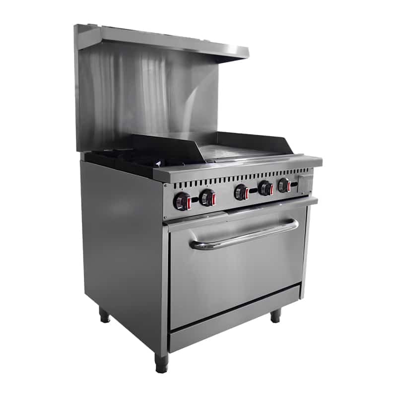 Commercial Gas Range With Griddle CM-HFSO-36-G24 Two-Head Cooker With ...