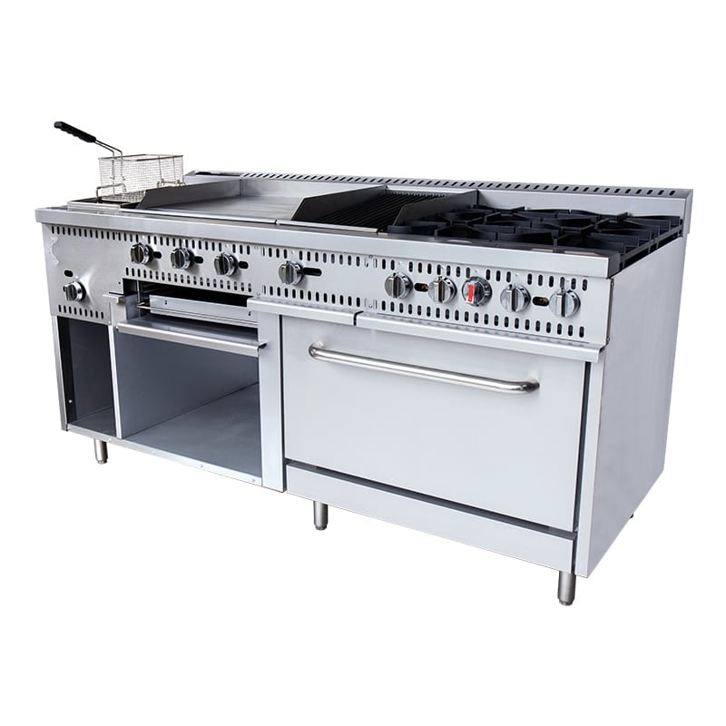 6 Burner Stove Commercial CM-HFMX-1830 Gas Range with Griddle and Fryer ...