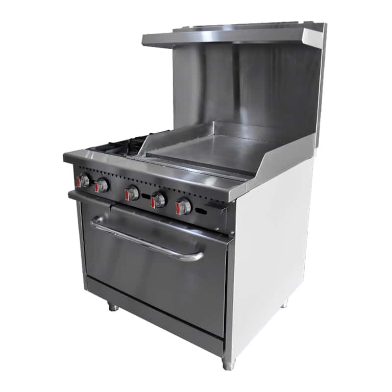 Commercial Gas Range With Griddle CM-HFSO-36-G24 Two-Head Cooker With ...