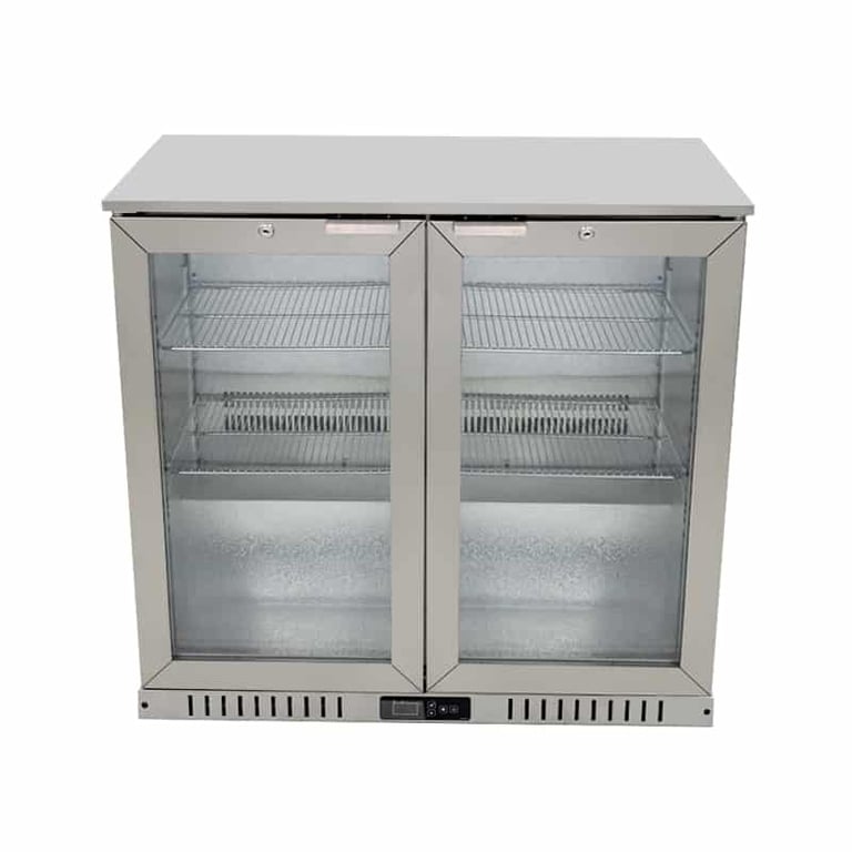 Bar Refrigerator with Glass Door 2 Swing Door Beer Cooler