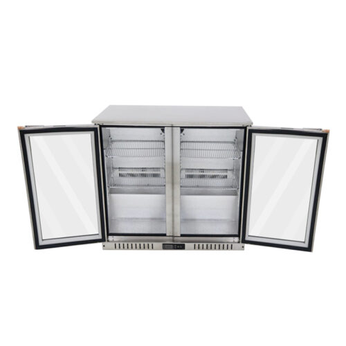 Bar Refrigerator with Glass Door 2 Swing Door Beer Cooler